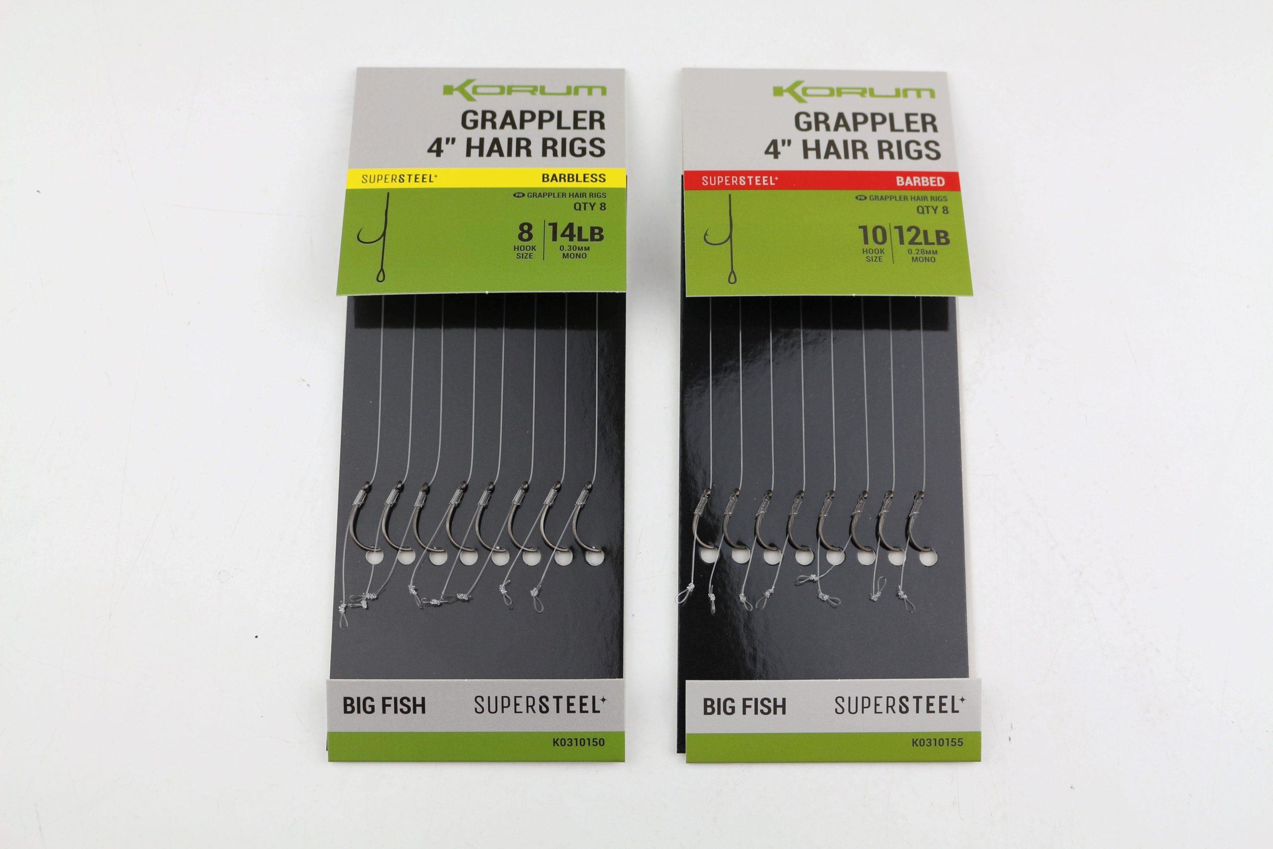 Korum Grappler Hair Rig Barbless 4" Hook Size 12